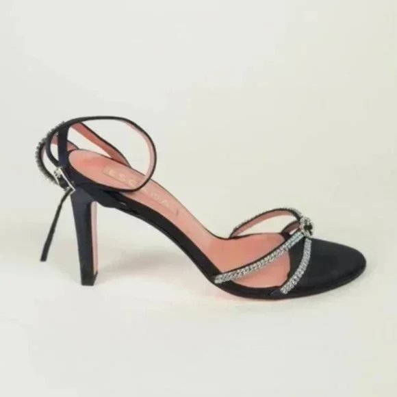 Escada | Shoes | Escada Black Rhinestoneembellished Satin Sandals ...